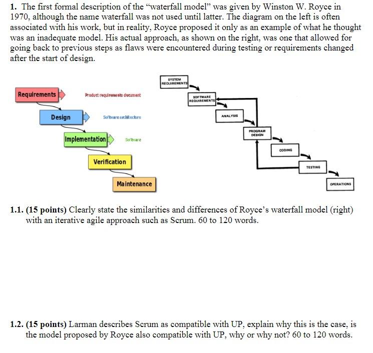 Solved 1. The first formal description of the "waterfall | Chegg.com