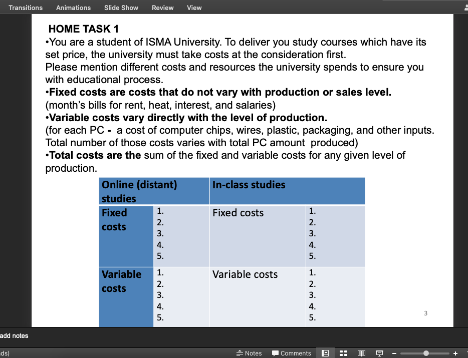 Solved Transitions Animations Slide Show Review View HOME | Chegg.com