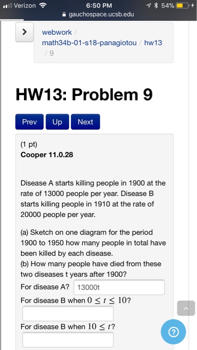 Solved Verizon 6:50 PM 9 gauchospace.ucsb.edu webwork | Chegg.com