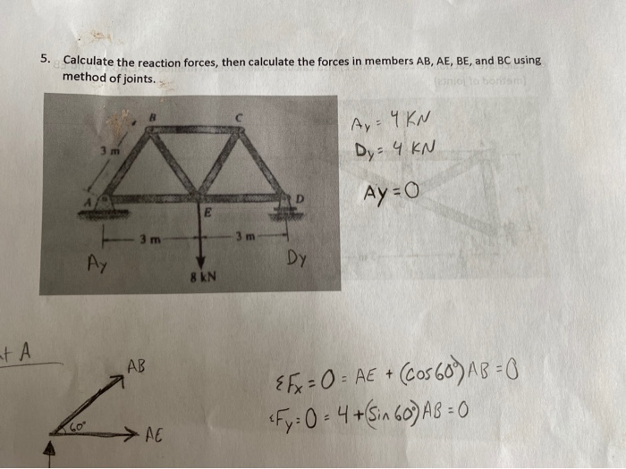 Solved 5. Calculate the reaction forces, then calculate the | Chegg.com