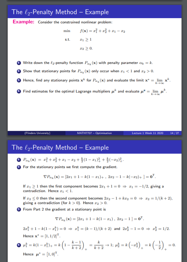 Q2: Consider the constrained nonlinear program min 23 | Chegg.com