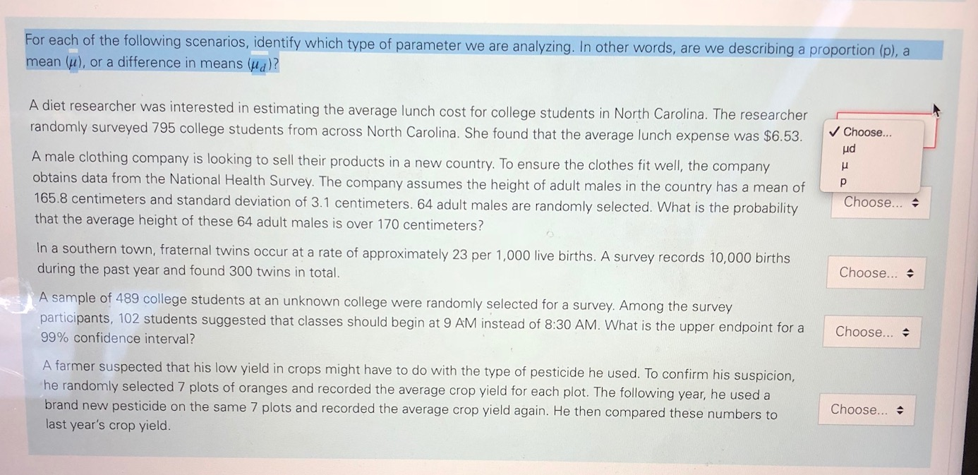 Solved For each of the following scenarios, identify which | Chegg.com