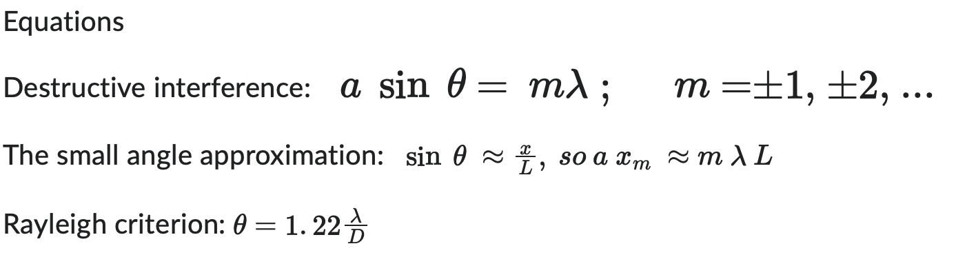 Solved Equations Destructive interference: | Chegg.com