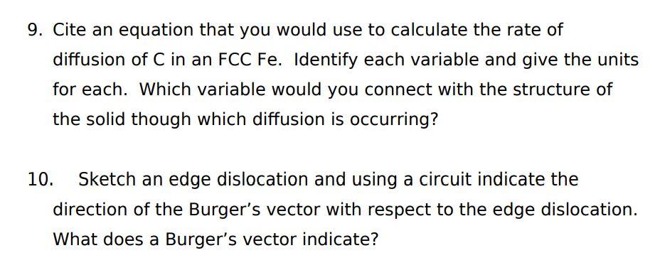 Solved 9. Cite an equation that you would use to calculate | Chegg.com