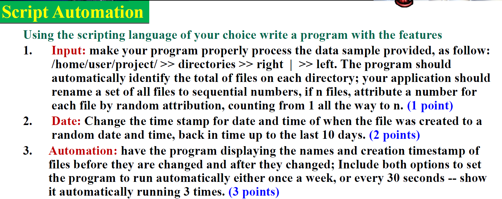 Solved Using the scripting language of your choice write a | Chegg.com
