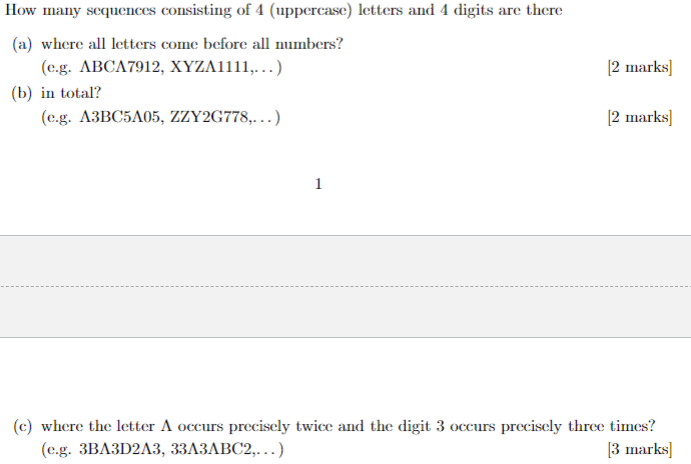 Solved How many sequences consisting of 4 (uppercase) | Chegg.com