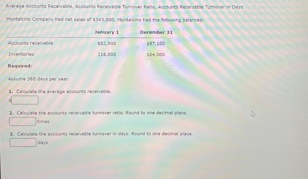 Solved Average Accounts Receivable, Accounts Receivable | Chegg.com Solved Average Accounts Receivable, Accounts Receivable | Chegg.com