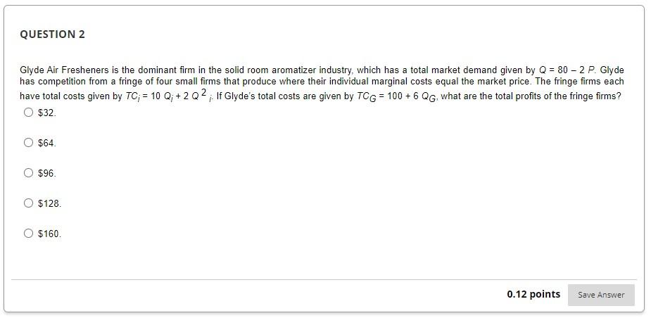 Solved Glyde Air Fresheners is the dominant firm in the | Chegg.com
