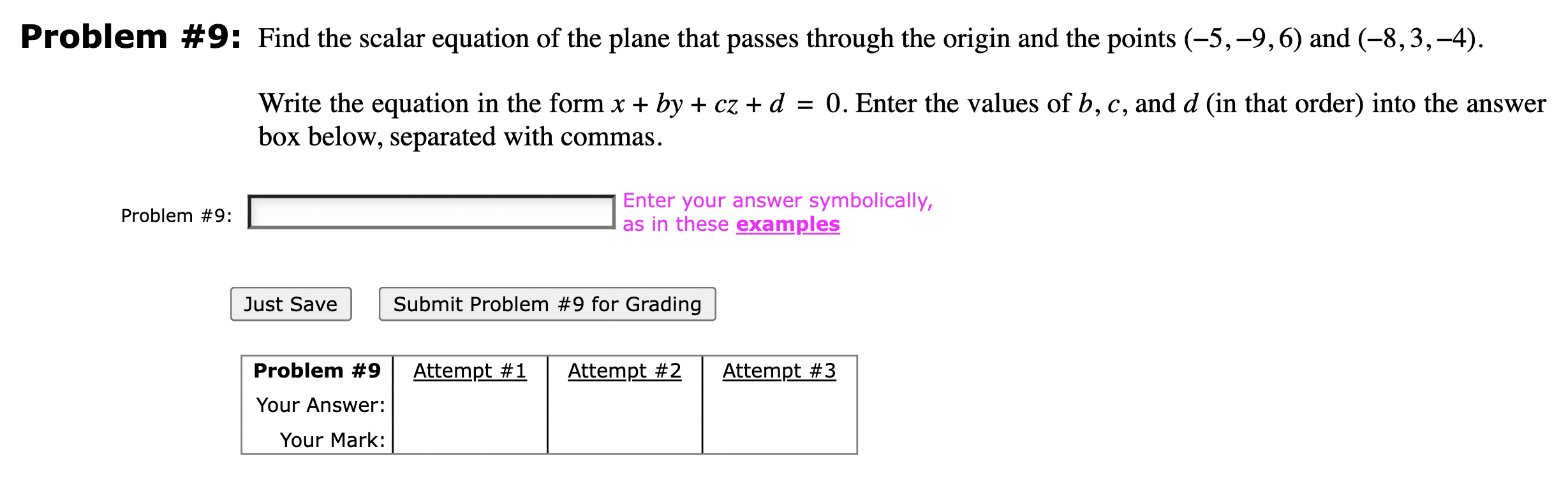 Solved Problem # 9: Find the scalar equation of the plane | Chegg.com