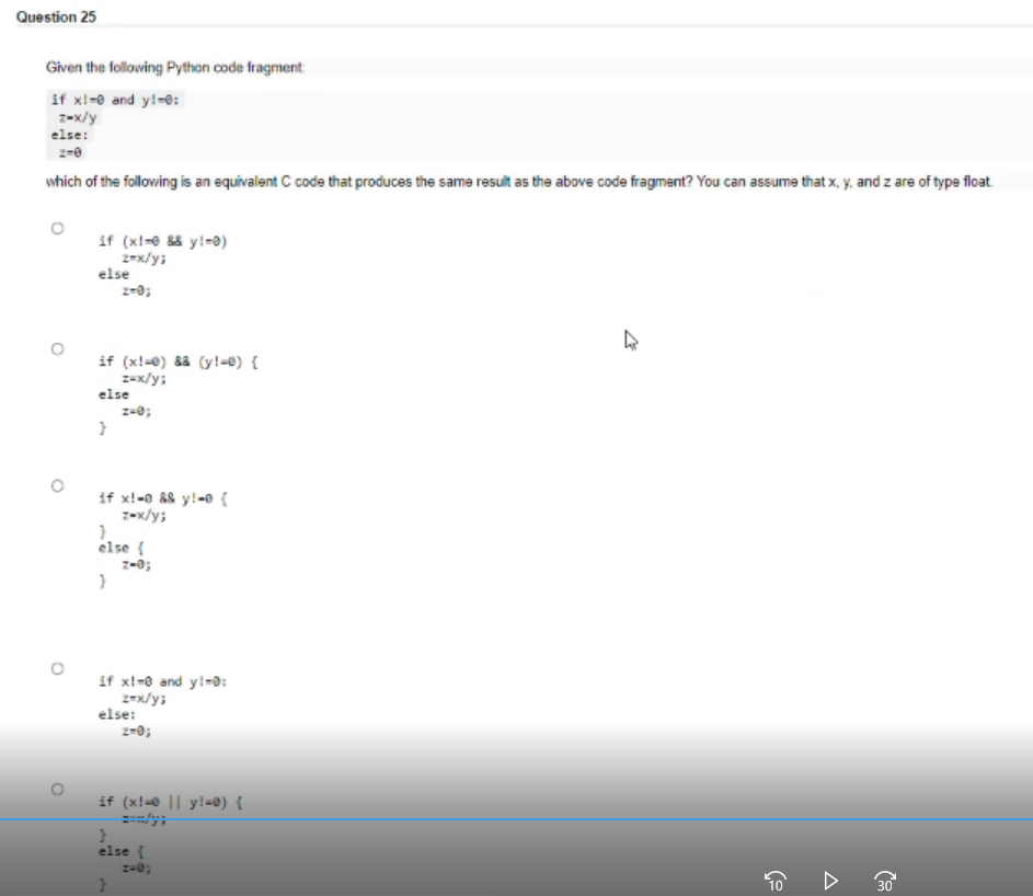 Solved Question 25 Given the following Python code fragment | Chegg.com