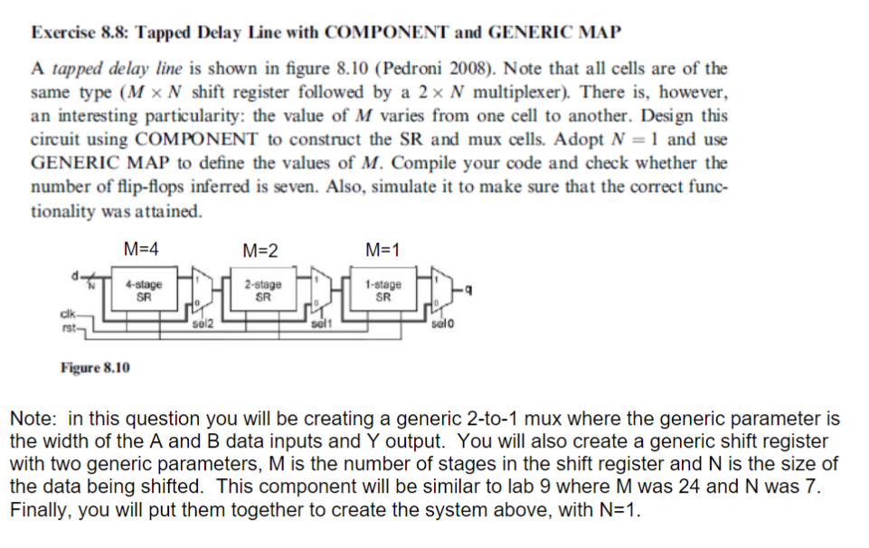 Exercise 8.8: Tapped Delay Line with COMPONENT and | Chegg.com