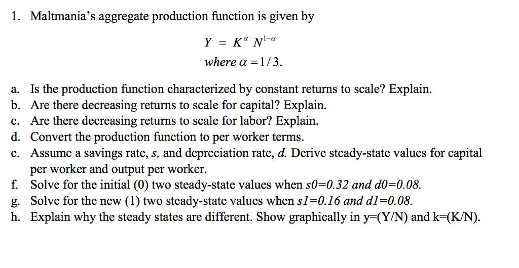 Solved 1. Maltmania's aggregate production function is given | Chegg.com