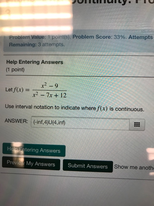 Solved Hw04 1.8A Continuity: Prob point(s). Problem Score: | Chegg.com