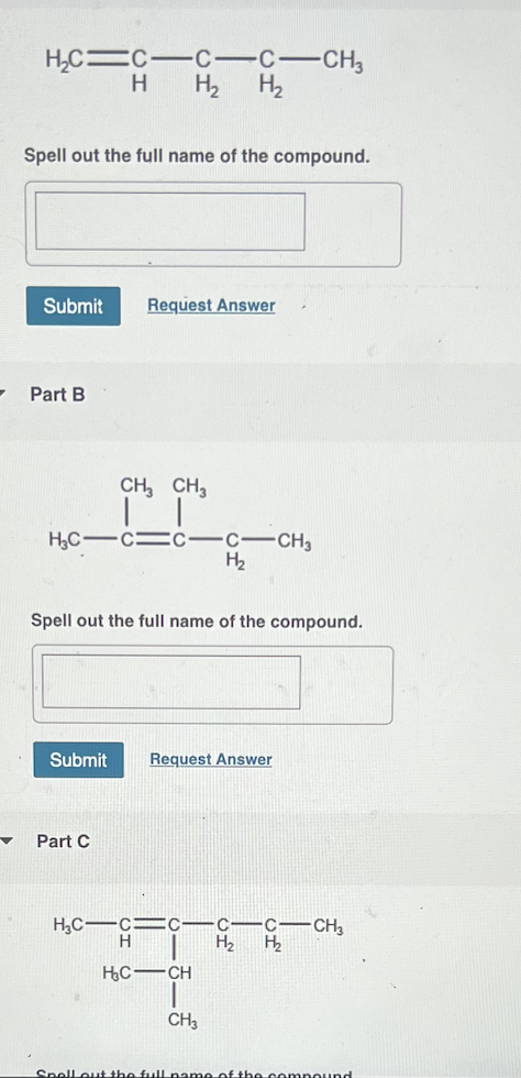 Solved Spell out the full name of the compound.Part BSpell | Chegg.com
