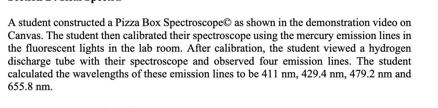 Solved A student constructed a Pizza Box Spectroscope© as | Chegg.com