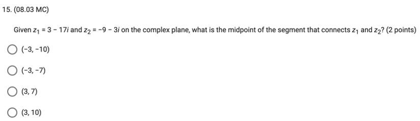 Solved Given z1=3−17i and z2=−9−3i on the complex plane, | Chegg.com