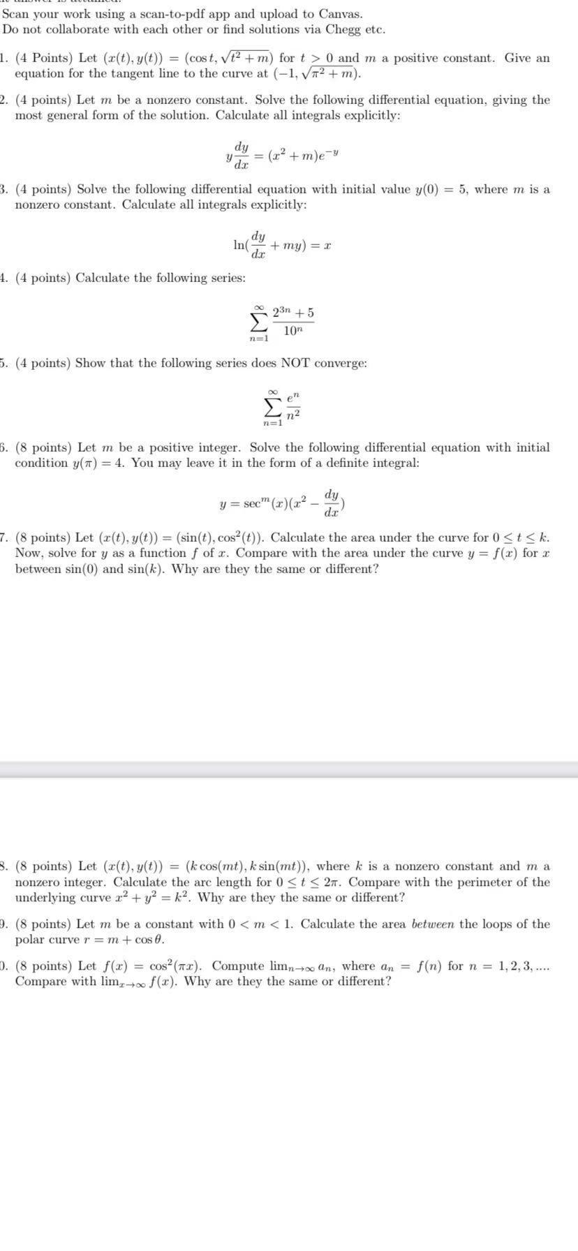 Solved Scan your work using a scan-to-pdf app and upload to | Chegg.com