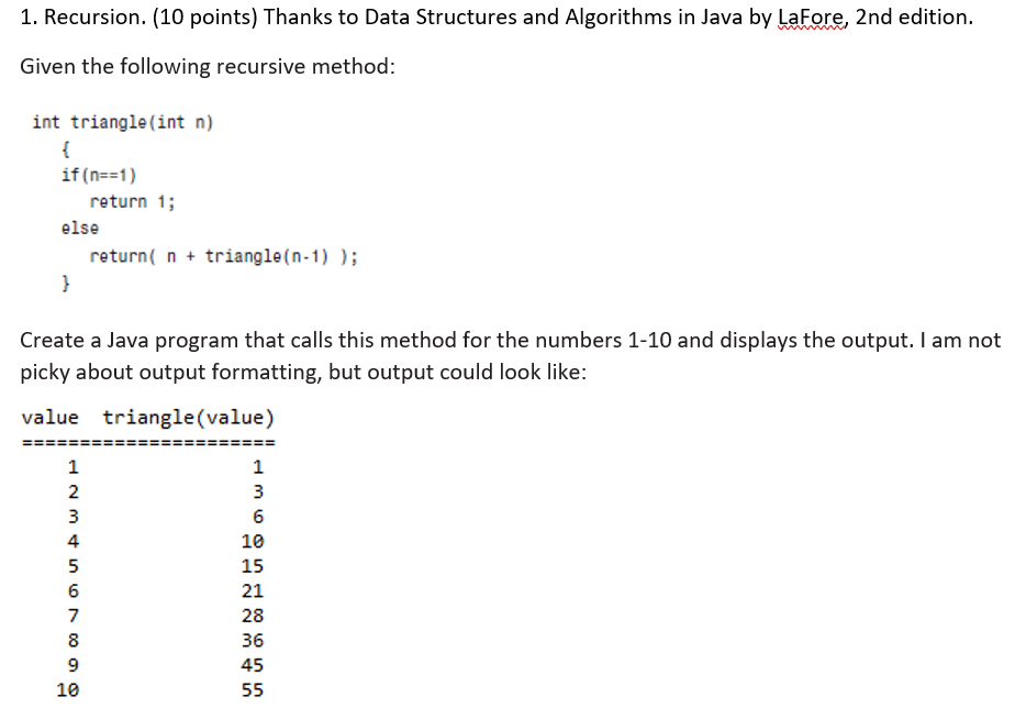 Solved Recursion (Java) Create a Java program that calls | Chegg.com Solved Recursion (Java) Create a Java program that calls | Chegg.com