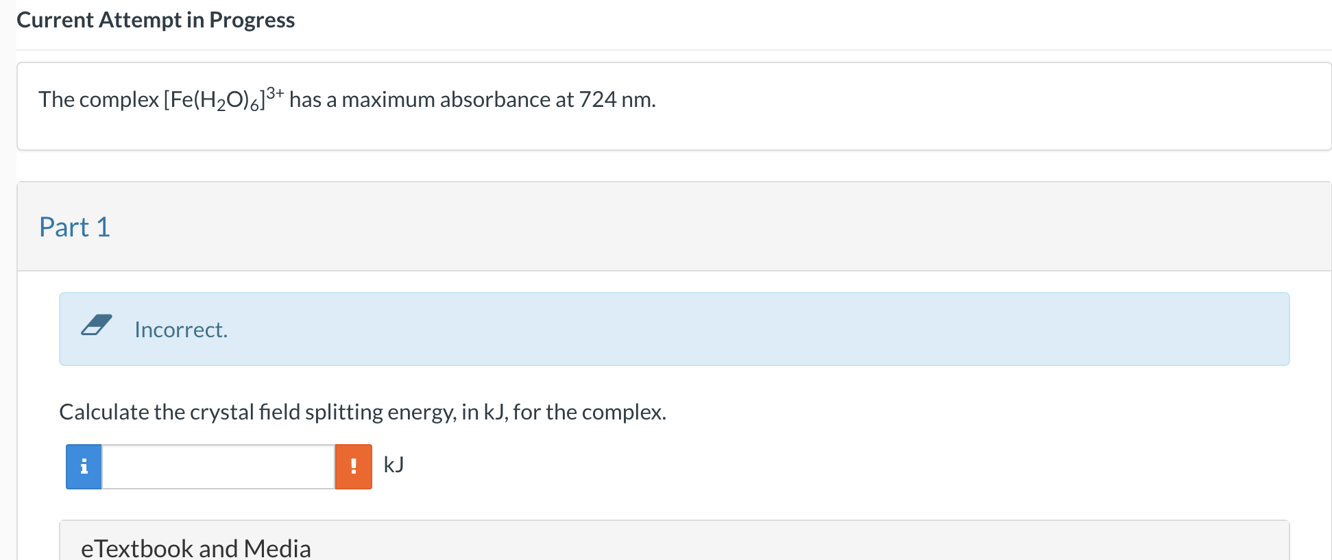 Solved Current Attempt in Progress The complex [Fe(H2O)6]3+ | Chegg.com