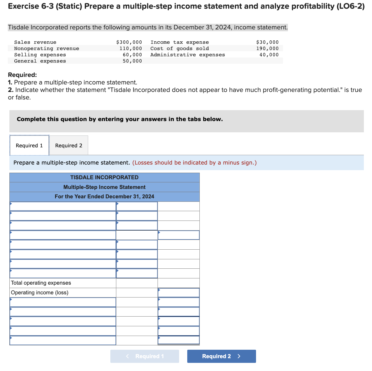 Solved Exercise 6-3 (Static) Prepare a multiple-step income | Chegg.com