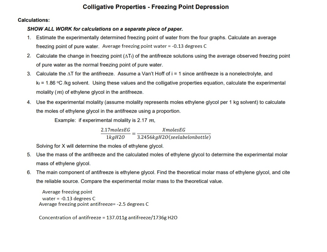 Colligative Properties - Freezing Point Depression | Chegg.com