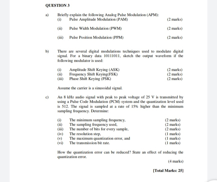 Solved QUESTION 3 Briefly explain the following Analog Pulse | Chegg.com