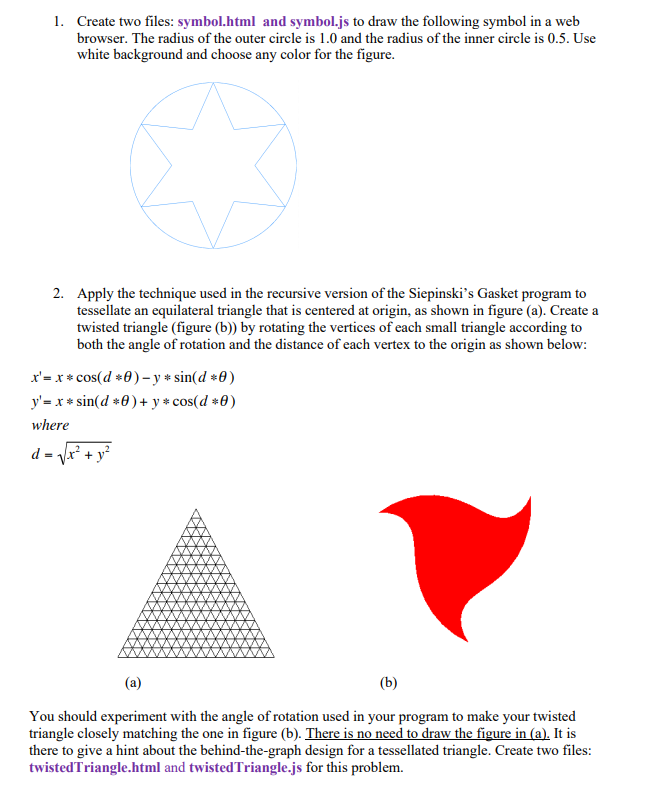 Solved 1. Create two files: symbol.html and symbol.js to | Chegg.com