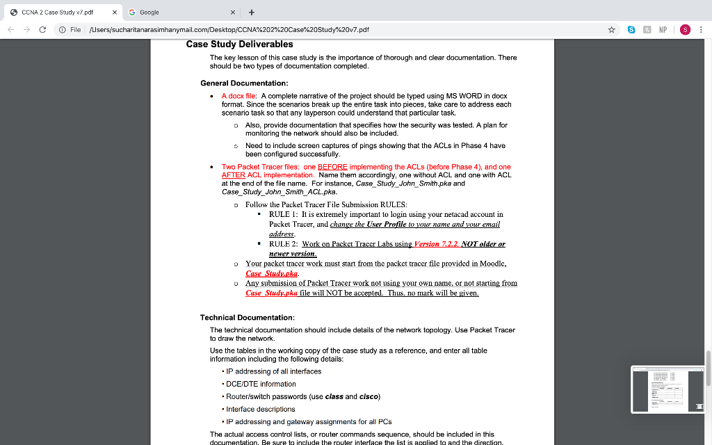 CCNA 2 Case Study v7.pdf x G Google X + → C File | Chegg.com
