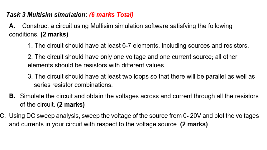 Solved Task 3 Multisim simulation: (6 marks Total) A. | Chegg.com