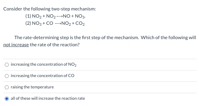 Solved Consider the following two-step mechanism: (1) NO2 + | Chegg.com