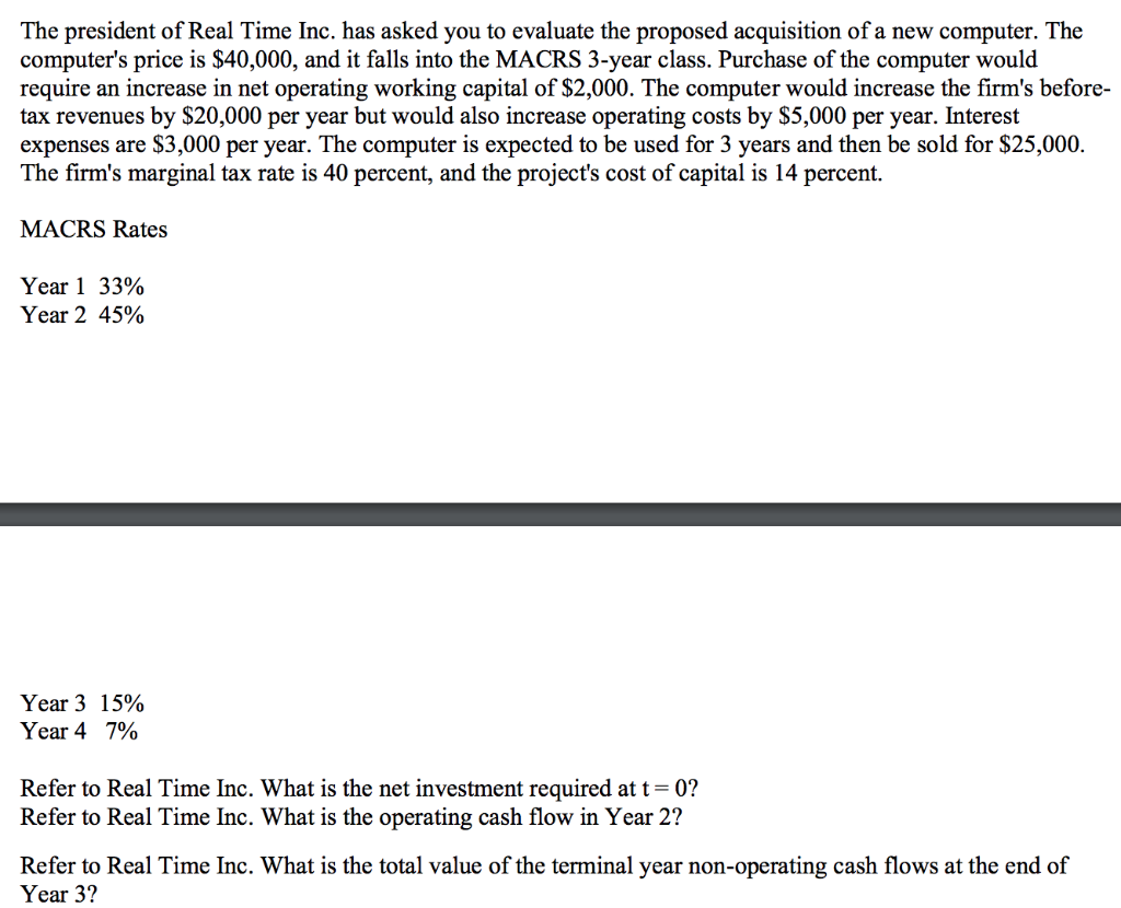 Solved The president of Real Time Inc. has asked you to | Chegg.com