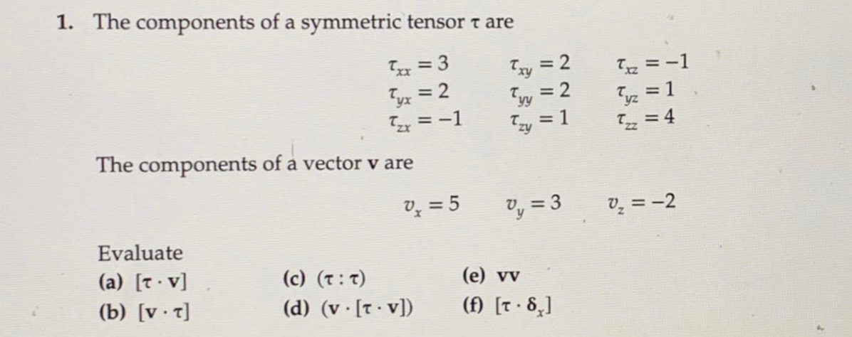 Solved 1. The components of a symmetric tensor t are Txx = 3 | Chegg.com