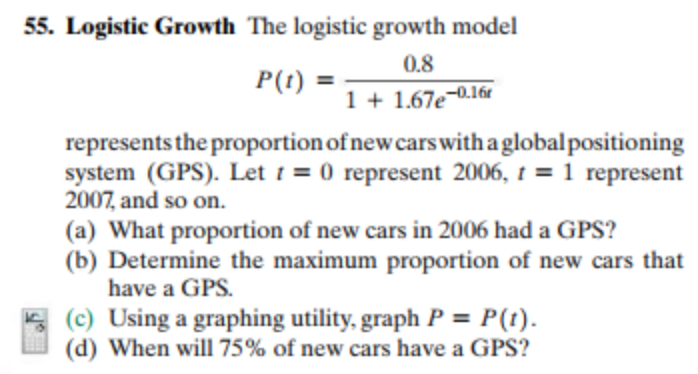 Solved 55. Logistic Growth The logistic growth model 1 | Chegg.com