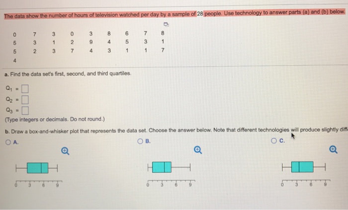Solved The data show the number of hours of television | Chegg.com