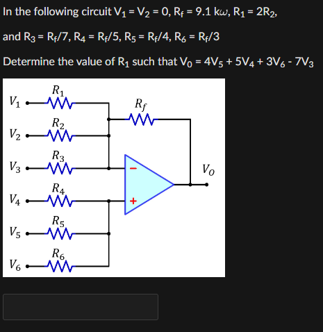 Solved In the following circuit V1=V2=0,Rf=9.1kω,R1=2R2, and | Chegg.com