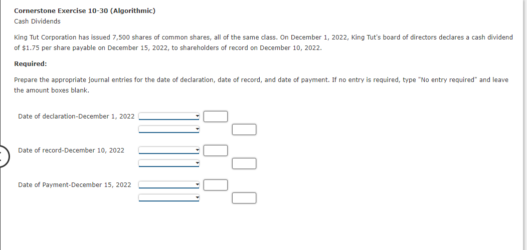 Solved Cornerstone Exercise 10-30 (Algorithmic) Cash | Chegg.com
