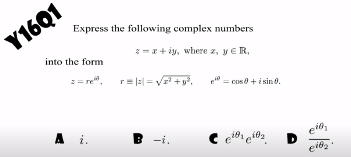 Solved Y1601 Express the following complex numbers z = x+iy, | Chegg.com