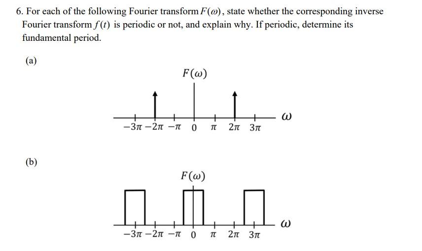 Solved 6. For each of the following Fourier transform F(ω), | Chegg.com