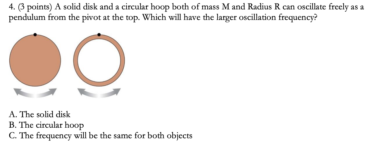 Solved 4. (3 points) A solid disk and a circular hoop both | Chegg.com