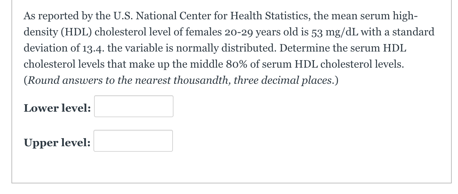 Solved As reported by the U.S. National Center for Health | Chegg.com