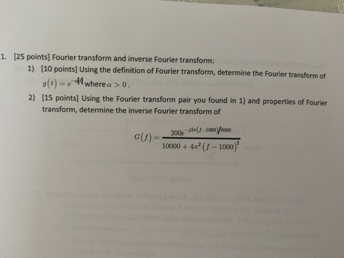 Solved Fourier transform and inverse Fourier transform: | Chegg.com