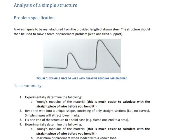 Solved Analysis of a simple structure Problem specification | Chegg.com