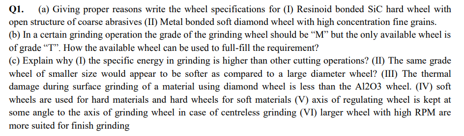 Solved Q1. (a) Giving proper reasons write the wheel | Chegg.com