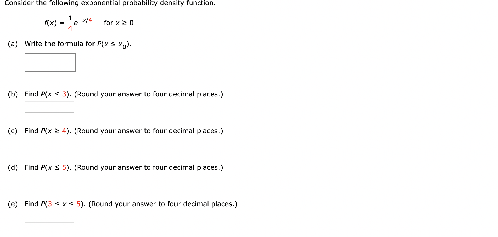 Solved Consider the following exponential probability | Chegg.com