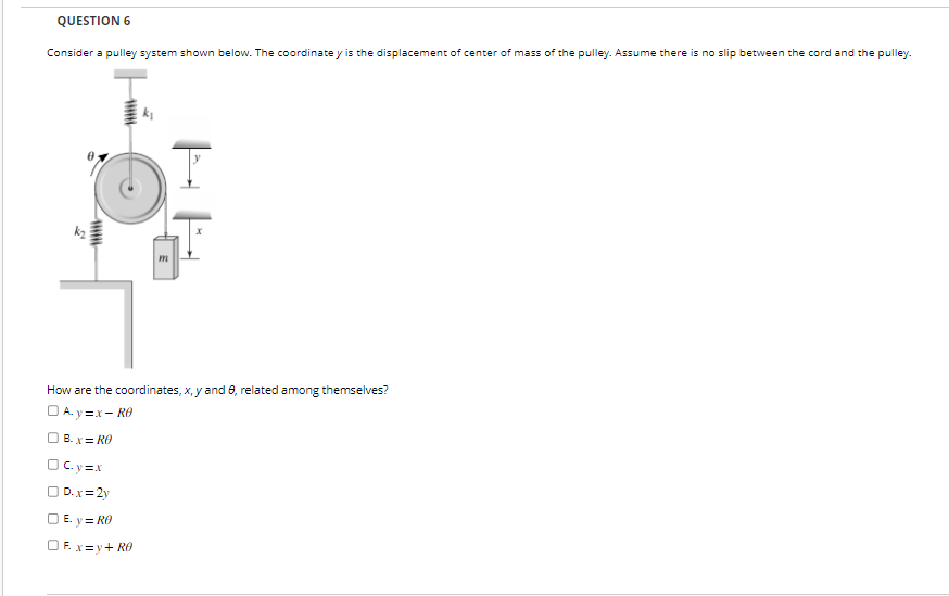 Solved QUESTION 6Consider a pulley system shown below. The | Chegg.com