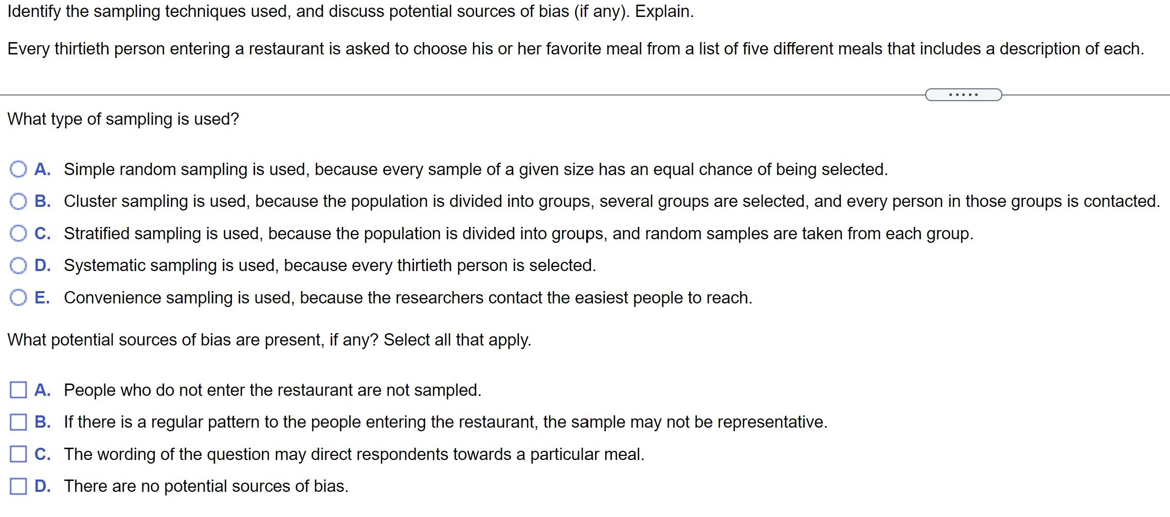 Solved Identify the sampling techniques used, and discuss | Chegg.com