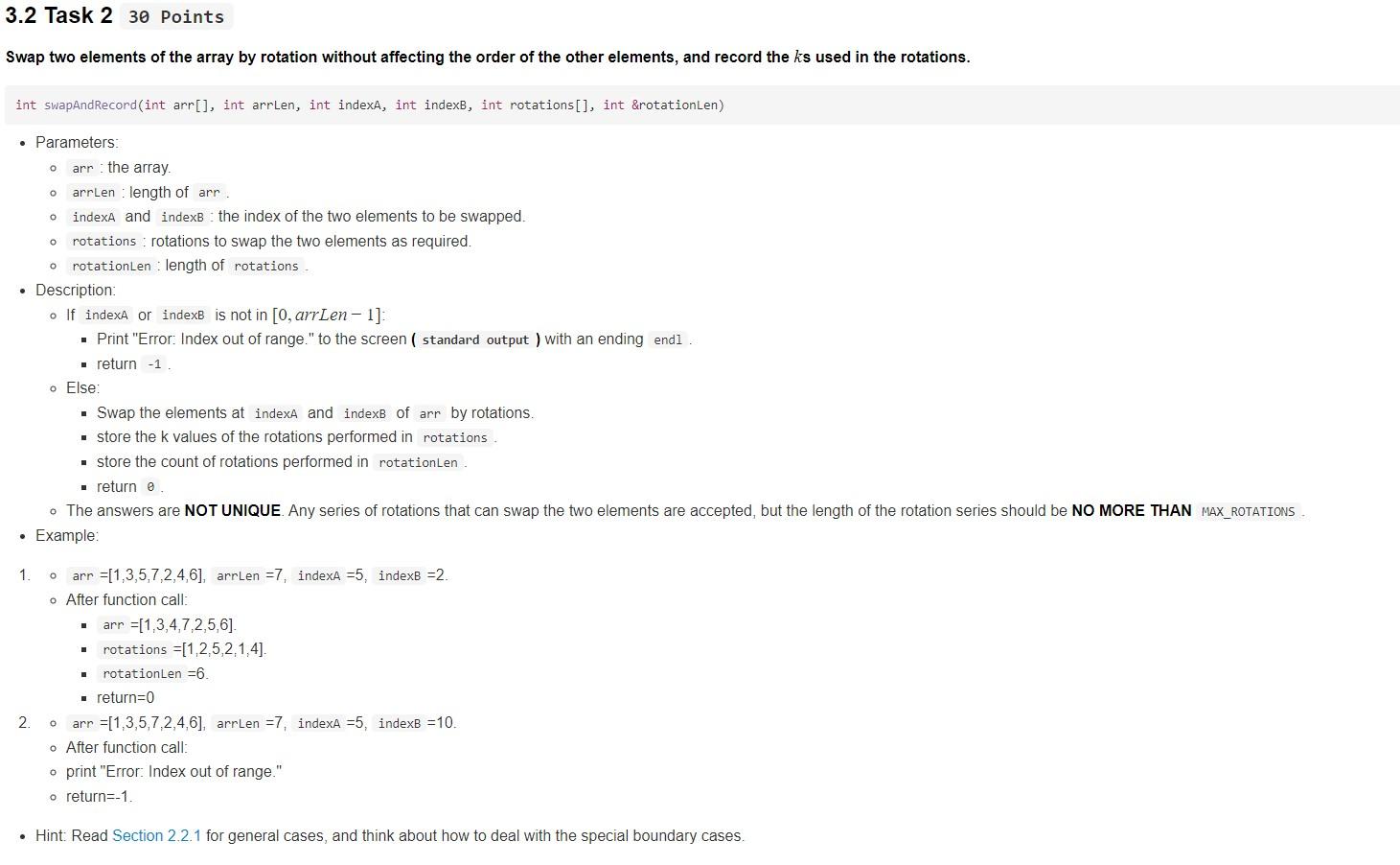 Solved 3.2 Task 2 30 Points Swap two elements of the array | Chegg.com