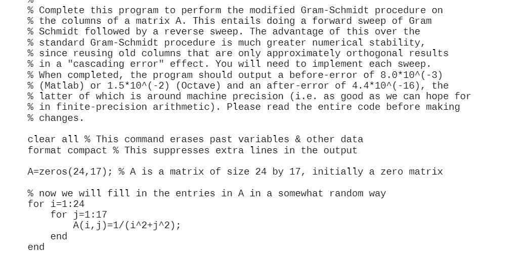 Solved % Complete this program to perform the modified | Chegg.com