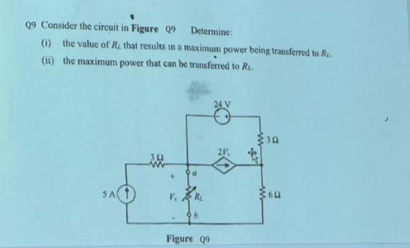 Solved Q9 Consider the circuit in Figure Q9 Determine: (i) | Chegg.com