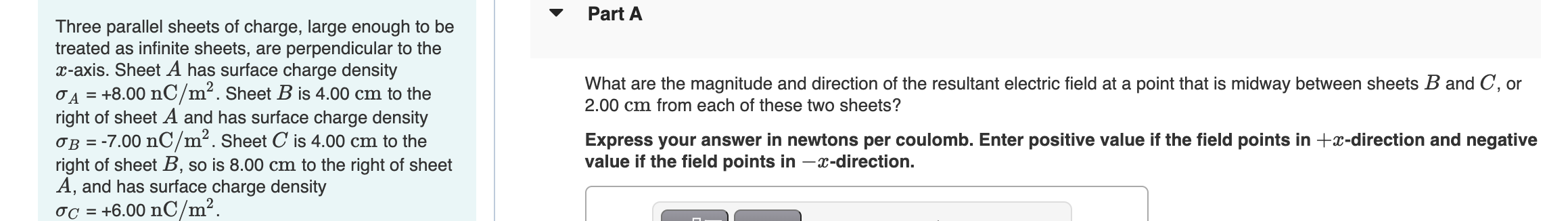 Solved Three parallel sheets of charge, large enough to be | Chegg.com